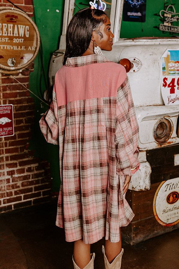 Bring The Cocoa Flannel Dress In Pink – Impressions Online Boutique