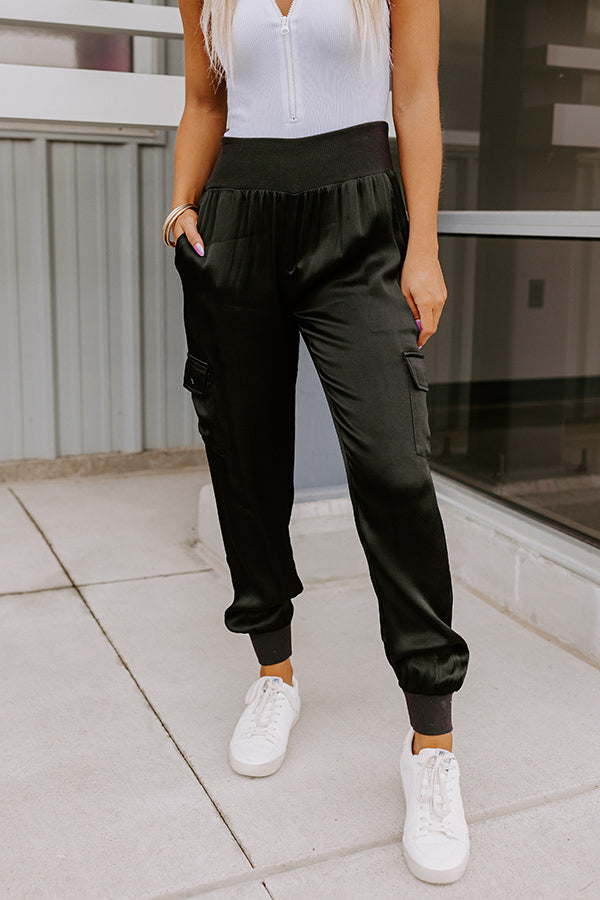 Miles To Go High Waist Satin Joggers • Impressions Online Boutique