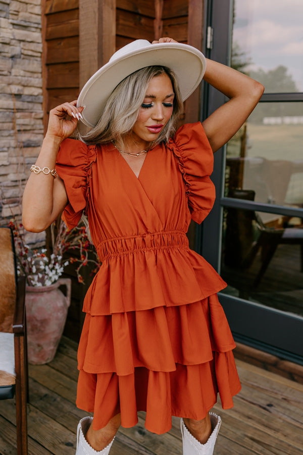 Flirty Allure Ruffle Dress in Pumpkin • Impressions Online Boutique