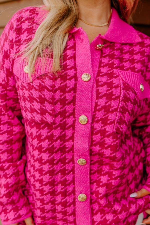 Fall In The City Houndstooth Jacket In Hot Pink Curves • Impressions ...