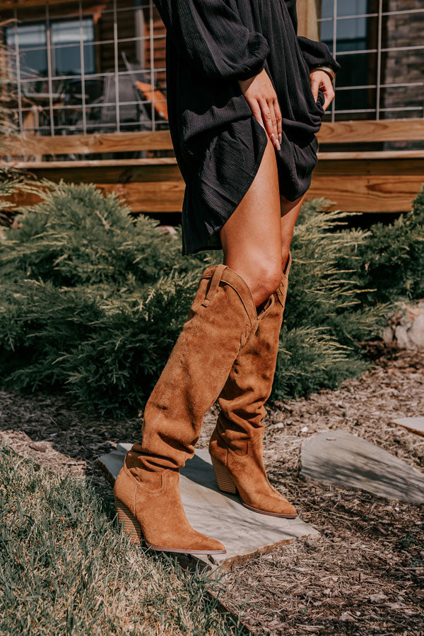 The Ava Faux Suede Thigh High Boot In Brown – Impressions Online Boutique