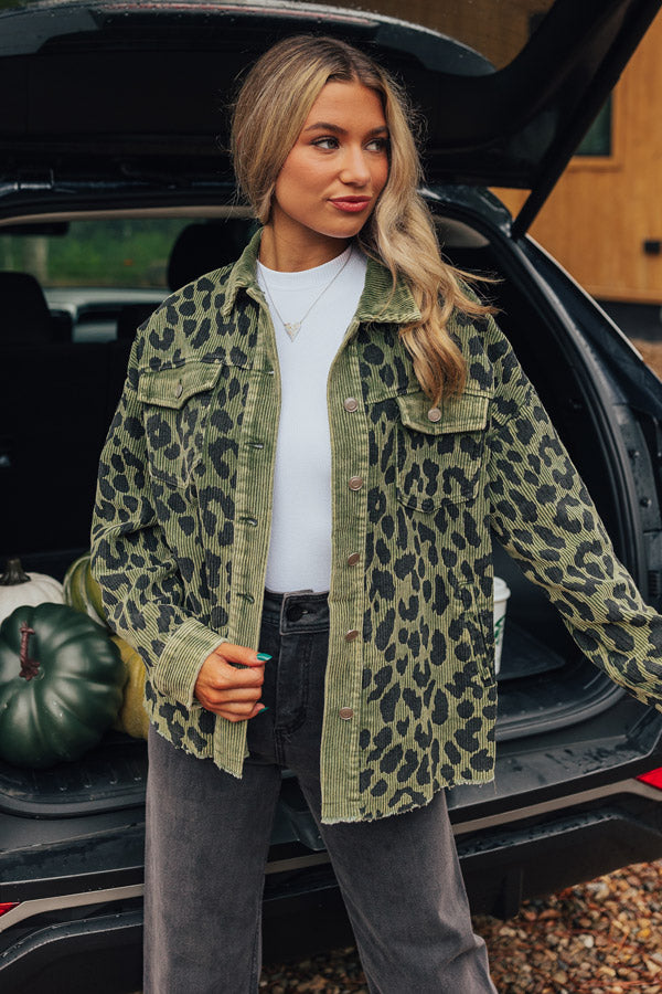 Leopard And Merlot Corduroy Jacket in Olive – Impressions Online Boutique