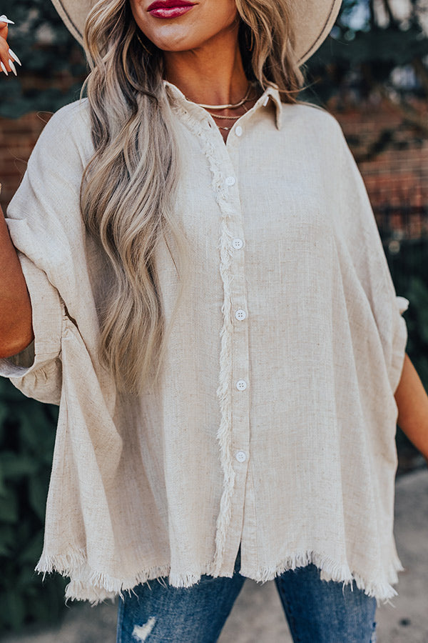 Hampton Button Up Linen-Blend Top • Impressions Online Boutique