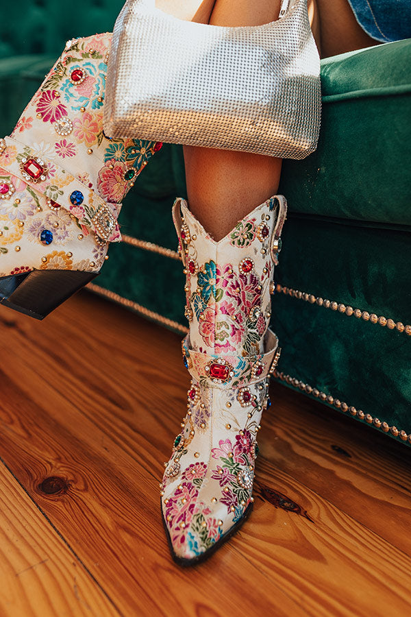The Delilah Embellished Cowboy Boot in Ivory – Impressions Online Boutique