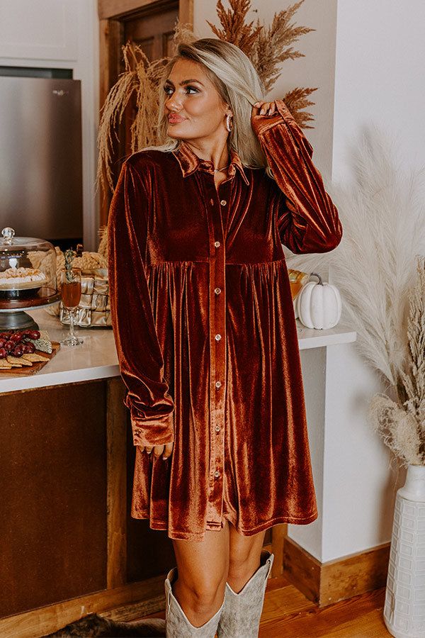 Festival Feels Velvet Mini Dress in Cinnamon – Impressions Online Boutique