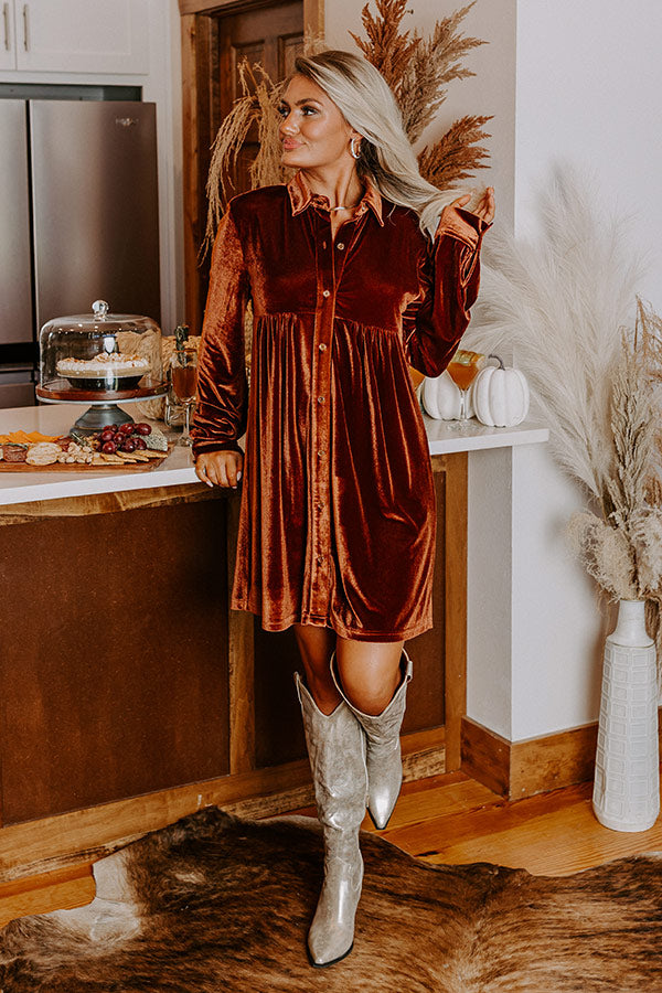 Festival Feels Velvet Mini Dress in Cinnamon – Impressions Online Boutique