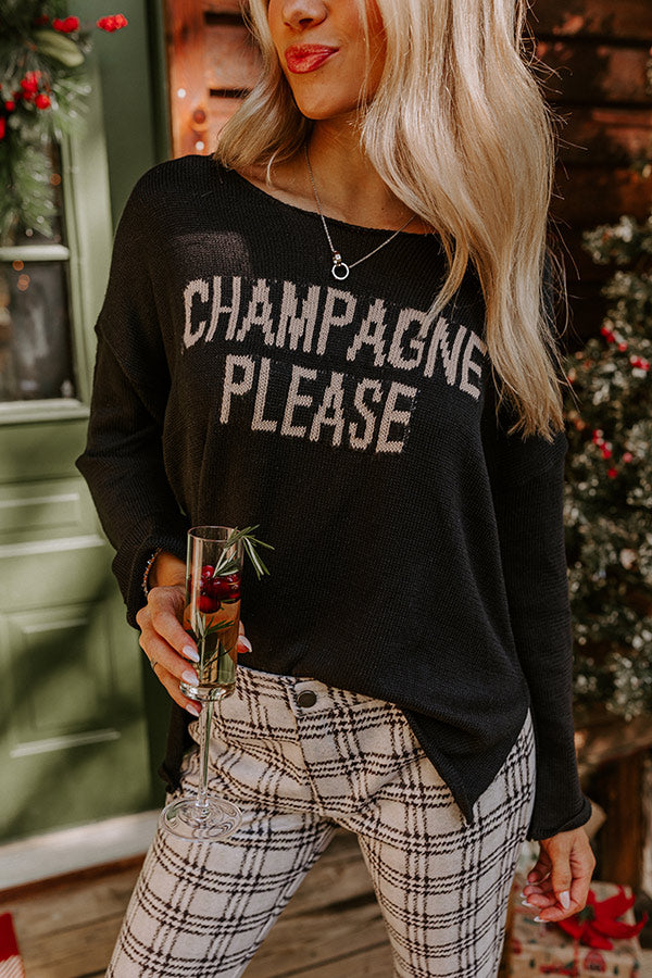Champagne Please Sweater in Black • Impressions Online Boutique