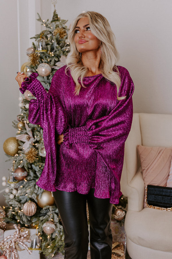 Sleek Silhouettes Metallic Top In Fuchsia • Impressions Online Boutique