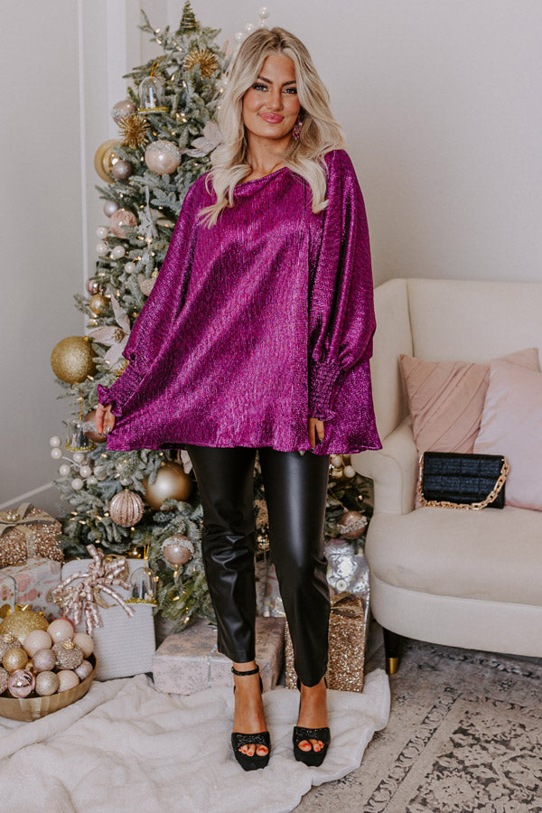 Sleek Silhouettes Metallic Top In Fuchsia • Impressions Online Boutique