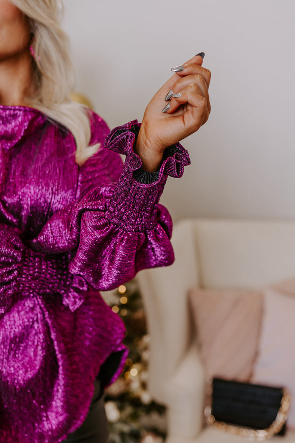 Sleek Silhouettes Metallic Top In Fuchsia • Impressions Online Boutique