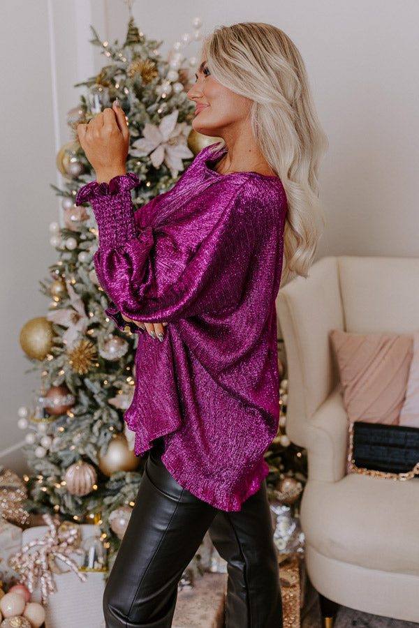 Sleek Silhouettes Metallic Top In Fuchsia • Impressions Online Boutique