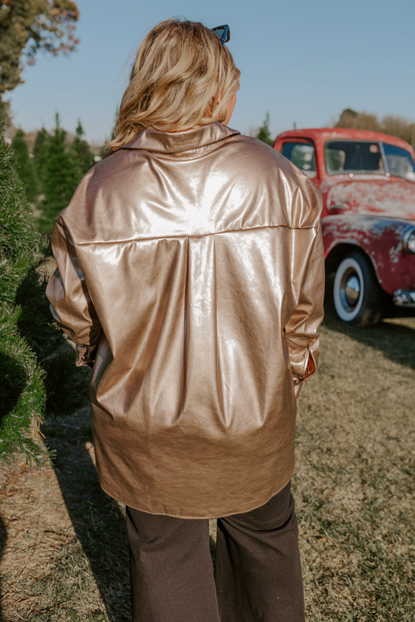 Sip Of Champagne Faux Leather Button Up Curves – Impressions Online ...