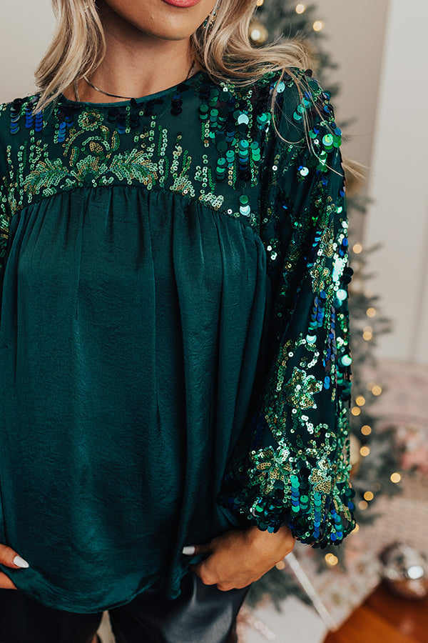 Luxe Lady Sequin Top In Hunter Green • Impressions Online Boutique
