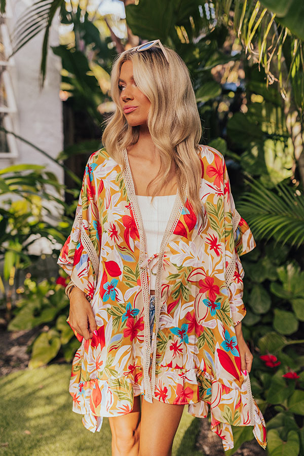 Tropical Twilight Ruffle Overlay In Honey • Impressions Online Boutique