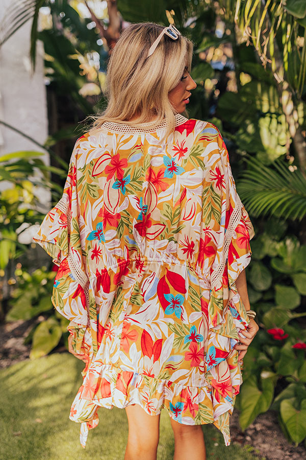 Tropical Twilight Ruffle Overlay In Honey – Impressions Online Boutique
