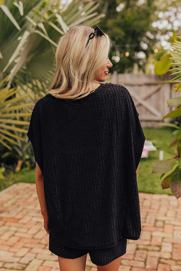 Maldives Escape Oversized Terry Top in Black • Impressions Online Boutique