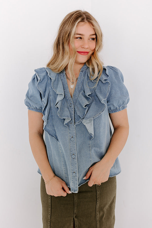 Sweetly Simple Denim Ruffle Top • Impressions Online Boutique