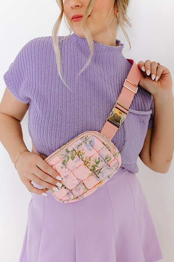 Floral Era Quilted Fanny Pack in Pink • Impressions Online Boutique