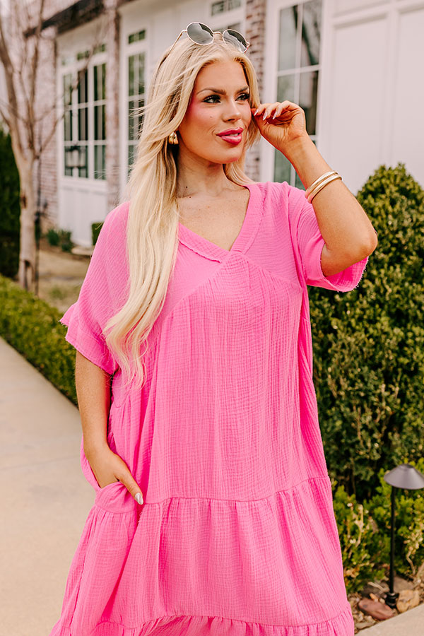 Keeping It Simple Midi in Pink Curves • Impressions Online Boutique